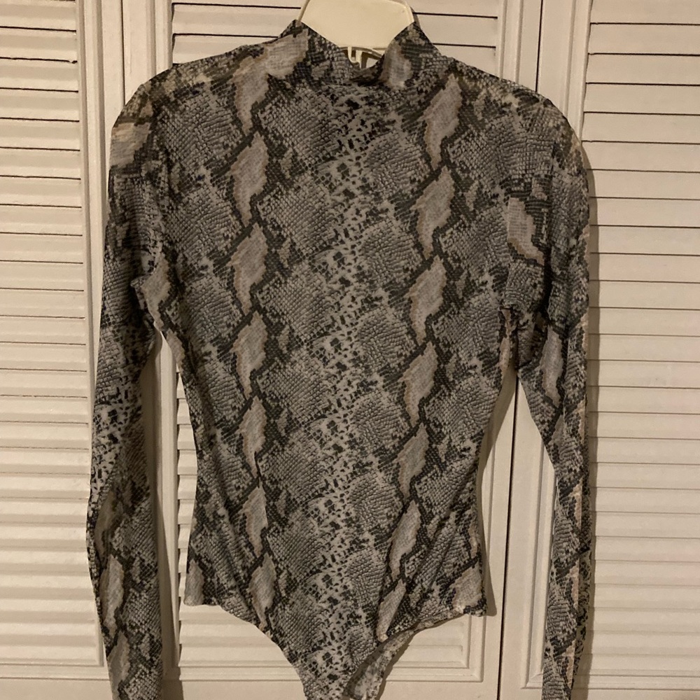 See-Through Snake Skin Windsor Bodysuit - Gem